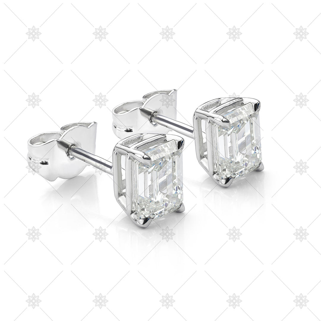 Emerald Cut Diamond Earrings Side View - JG5118 – JEWELLERY GRAPHICS
